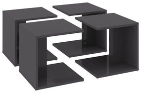 Konferenční stolky 4 ks šedé vysoký lesk 33x33x33cm dřevotříska - Default Title