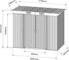 Zahradní domek BestBerg BBSH-407G / 2,8 m² / 130 x 213 x 191 cm / šedá