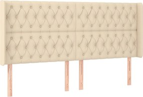 Box spring postel s matrací a LED krémová 200x200 cm textil 3138586
