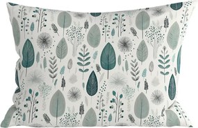 Polybavlněný povlak na polštář LEAFBIRD POLY 50x70 cm, bílo-zelený