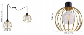 Závěsné svítidlo TORONTO SPIDER, 2x zlaté drátěné stínítko, (výběr ze 2 barev konstrukce)