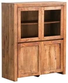 furniture-nabytek.cz - Masivní vitrína Countryside z mangového dřeva, lakovaná, hnědá – 118×45×140 cm