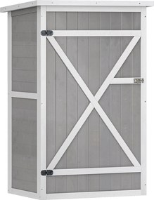 Outsunny zahradní přístřešek na nářadí police jedle černá+šedá+bílá 75x56x115cm | Aosom