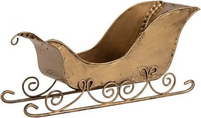 Vánoční dekorace zlaté antik kovové sáně - 20*6*9 cm