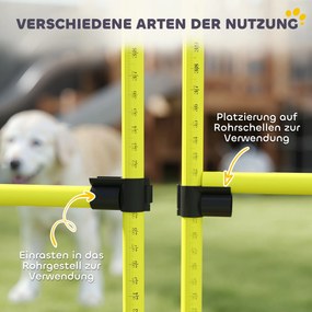 PawHut agility překážková sada 4 x překážky slalomové tyče sada pro výcvik psů z plastu žlutá 99x65x94cm pro aktivní výcvik psů | Aosom.de