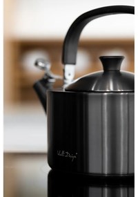 Černá varná konvice s pístem Vialli Design Diamante, 1,5 l