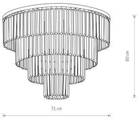 Stropní svítidlo Cristal, transparentní/stříbrné, Ø 71 cm