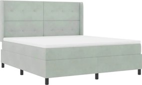 Postel s boxspringem s čelo Světle šedá 180 x 200 cm samet 3342020