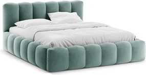 Čalouněná dvoulůžková postel s úložným prostorem s roštem 180x200 cm v mentolové barvě Lupine – Micadoni