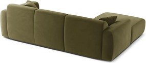 Khaki sametová rohová pohovka (levý roh/s lenoškou) Molino – Micadoni