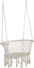 Outsunny Boho Chic Styl Zahradní Houpací Síť, Polyester a Makramé Zavěšené Křeslo pro Vnitřní a Venkovní Použití, Krémové, 80x60x36cm | Aosom