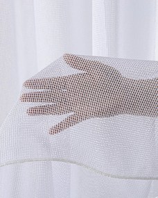 Záclona na dvojitých hačcích flex barva bílá látka poloprůhledná, pletený vzor