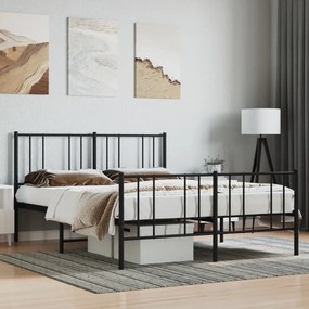 vidaXL Kovový rám postele s hlavovým a nožním čelem 135 x 190 cm [352546] Barva: Černá