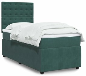 Box spring postel s matrací tmavě zelená 90x200 cm samet 3294553