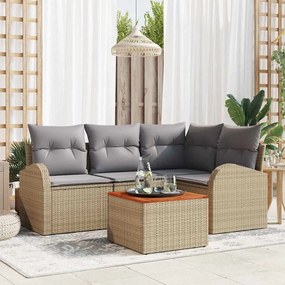 Sada zahradních pohovek 5 ks Béžová a Světle šedá polyratan 3356243