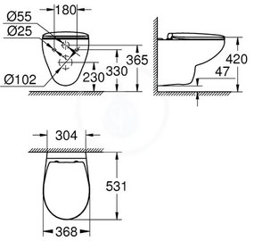 Grohe Bau Ceramic Závěsné WC Rimless, bílá 39351000