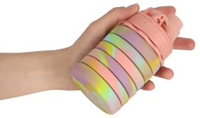 Creative Corner Láhev na vodu bidon silikonová skládací s rukojetí sportovní 500ml duhová