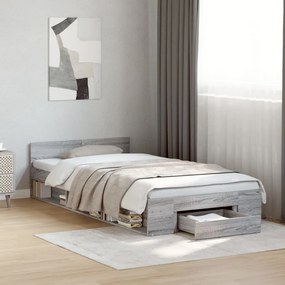Rám postele se zásuvkou šedý sonoma 100x200 cm kompozitní dřevo 3280795