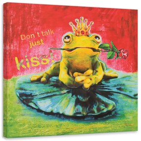 Obraz na plátně Nápis Frog Flower Kiss - 30x30 cm