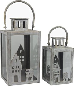 Sada 2 ks lucerna kovová K3675 / S2 - výška 25,5 cm a 19,5 cm