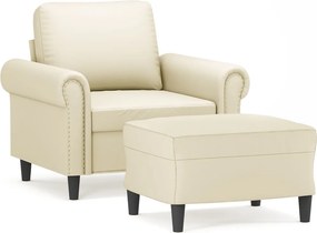 Křeslo s podnožkou krémové 60 cm umělá kůže 3201201