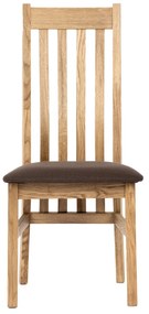 AUTRONIC Dřevěná jídelní židle, potah čokoládově hnědá látka, masiv dub, přírodní odstín