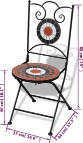 vidaXL Skládací bistro židle 2 ks keramické a bílé [41535] Barva: Terakotová a černá