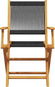 3dílný bistro set černý polypropylen a masivní dřevo 3281877