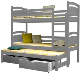 Patrová postel MASIV-V 002 80x200 cm  borovice masiv - ŠEDÁ