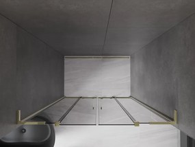 Mexen Velar L Duo, posuvné sprchové dveře do otvoru 160 cm, 8mm šedé sklo, zlatá lesklá, 871-160-003-42-50