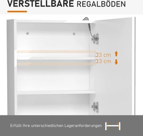 HOMCOM LED zrcadlová skříňka 9 W Koupelnová skříňka s zrcadlem Koupelnová skříňka s dotykovým spínačem Funkce měkkého zavírání Bílá 50 x 15 x 60 cm