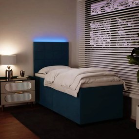 Box spring postel s matrací modrá 80 x 200 cm samet 3293066
