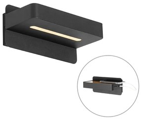 Moderní nástěnné svítidlo černé včetně LED s USB - Ted