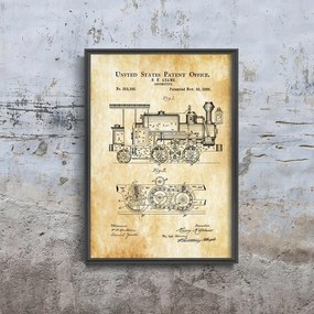 Retro plakát Retro plakát Lokomotiva Adams patent USA
