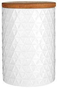 Bílá dóza s bambusovým víkem Premier Housewares White Tri Canister, ⌀ 10 cm