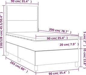 vidaXL Box spring postel s matrací a LED 90x200 cm textil [3135330] Barva: Černá