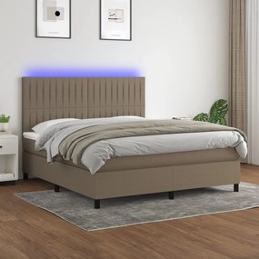 Box spring postel s matrací a LED taupe 160x200 cm textil