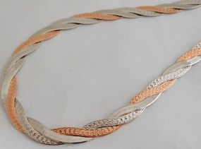 Klenoty Budín Stříbrný pletený náhrdelník (řetízek) - růžové zlacení 42cm 12,95gr 030498400027