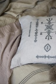 IB LAURSEN Lněný povlak na polštář Dark Grey Embroidery 50 × 50 cm, šedá barva, textil