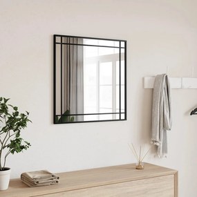 vidaXL Nástěnné zrcadlo černé 50 x 50 cm čtverec železo