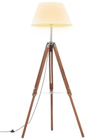 Stojací lampa stativ medově hnědá a bílá masivní teak 141 cm 288077