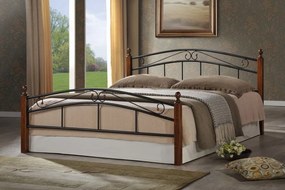 Casarredo - Komfort nábytek Kovová postel CRETA 140x200, antická třešeň/černý kov