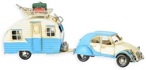 Kovový model - Retro auto 2CV s karavanem