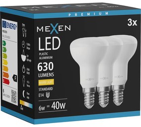 Mexen Nova 3x LED žárovka E14, R50, 6W, Teplá - 3000K, 630 lm - L103-E14-0630-01x03
