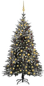 Umělý vánoční stromek LED a sada koulí zasněžený 240cm PVC a PE,  3077835 HangarStore.cz