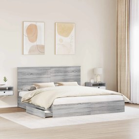 Postel s úložným prostorem se zásuvkou Šedá Sonoma 180 x 200 cm 3409529
