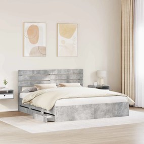 Rám postele s čelo Betonově šedá 180 x 200 cm Inženýrské dřevo 3411486