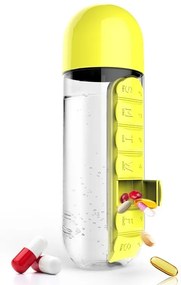 ASOBU multifunkční týdenní dávkovací láhev Pill Organizer žlutá 600ml