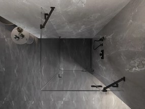 Mexen Lunar, pravostranný výklopný sprchový kout 70 x 70 cm, 8mm čiré sklo, černý profil, 834-070-070-70-00-P