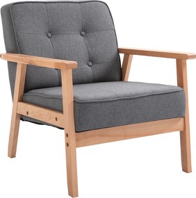 HOMCOM Samostatné Křeslo Lounge s Čalouněním a Dřevěným Rámem, Lněné Šedé 64,5 x 70 x 74 cm | Aosom